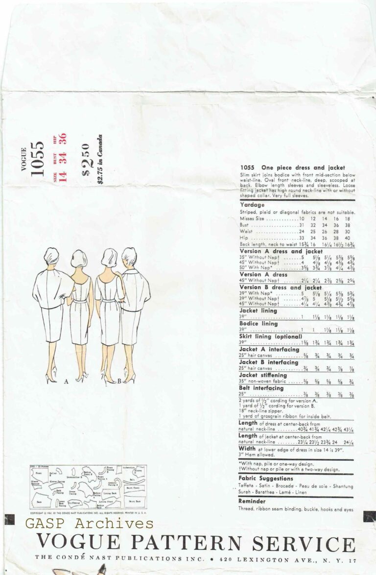 Vogue Couturier Design 1055 (1961) Size 14 - GASP Archives