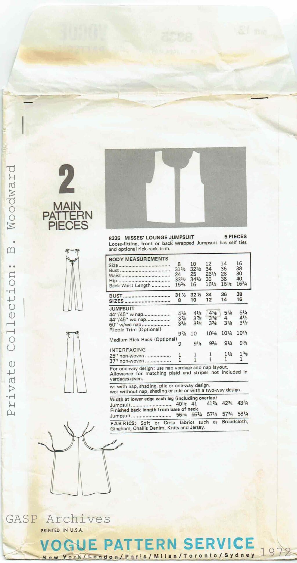 Vogue 8335 (1972) Size 12 PDF - GASP Archives